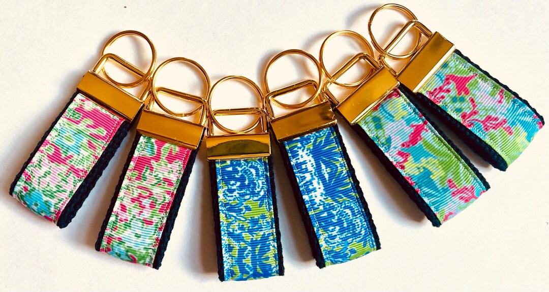Handcrafted Mini Floral Keychain: Cotton Webbing With Gold Hardware - Etsy