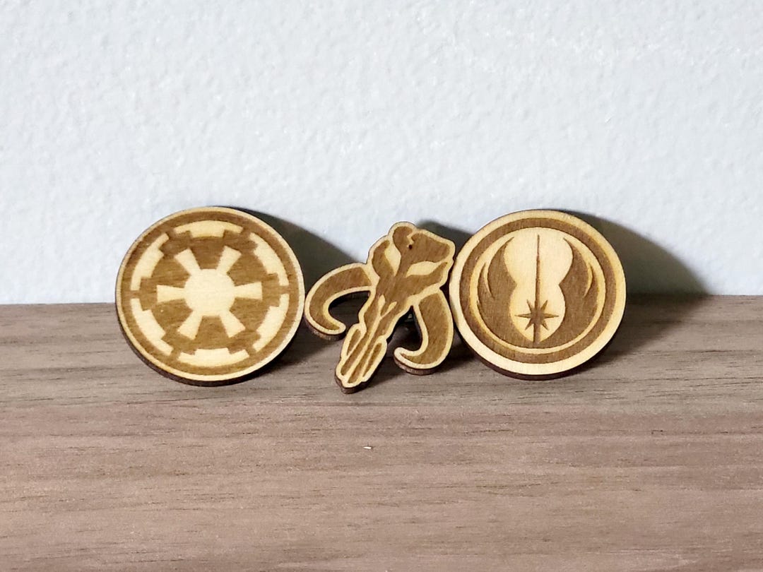 Star Wars Wooden Lapel Pin – Jedi, Empire, or Mandalorian Insignia - Etsy