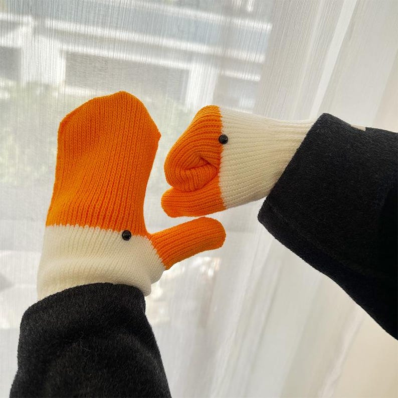 Crochet Goose Mittens – Funny 3D Knit Animal Gloves - Etsy