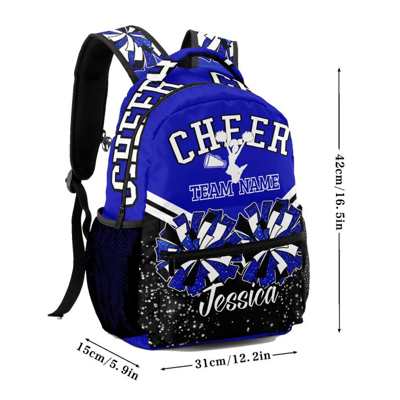 Blue Cheer Personalized Cheerleader Backpack: Custom Name Cheer Team ...
