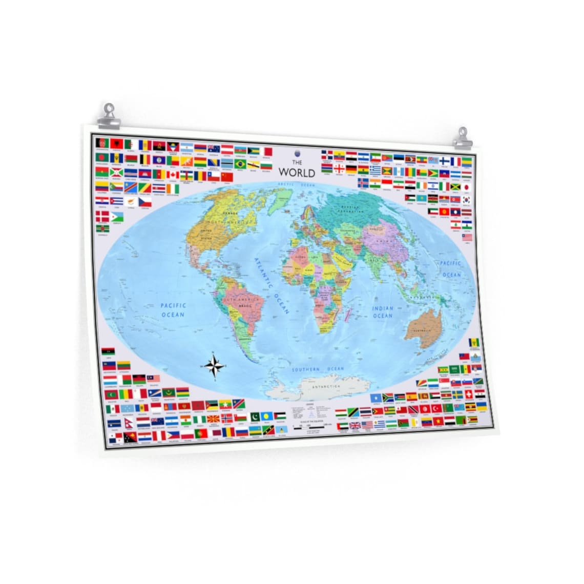 2022 World Map and World Flags Poster size: 36 X 24 Elliptical ...