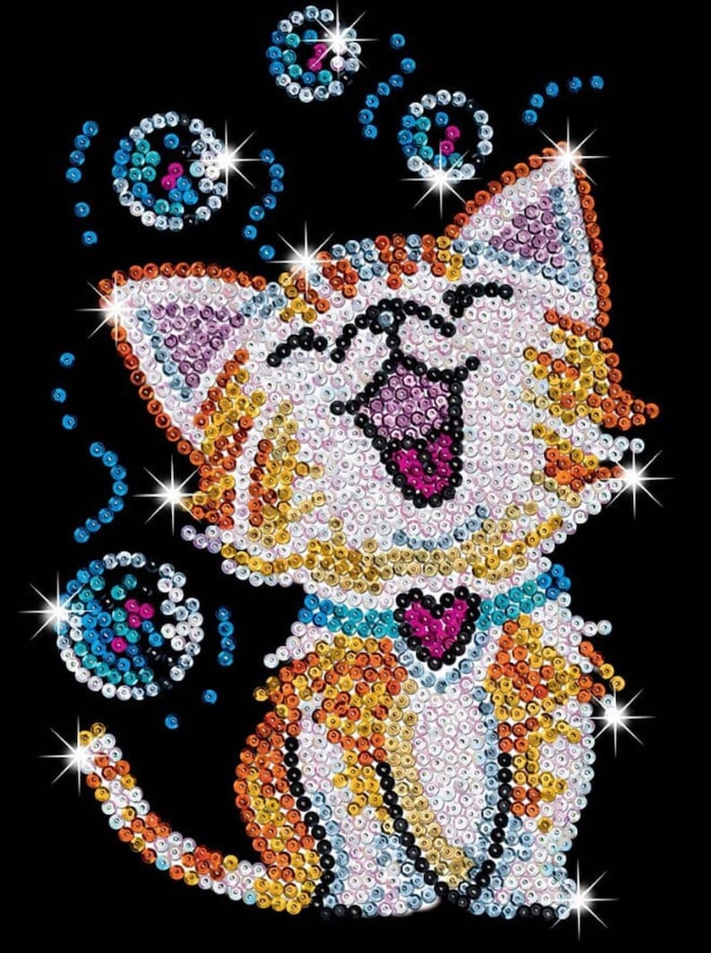 SEQUIN ART KIT Bubbles Kitten Cat Animal Picture Craft Kit for - Etsy UK