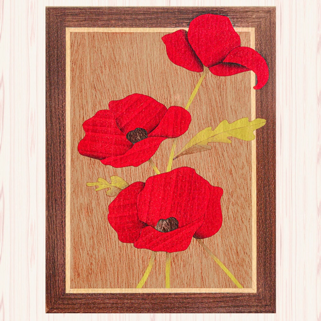 Poppies MARQUETRY KIT Floral Flower Picture CRAFT Kit - Etsy