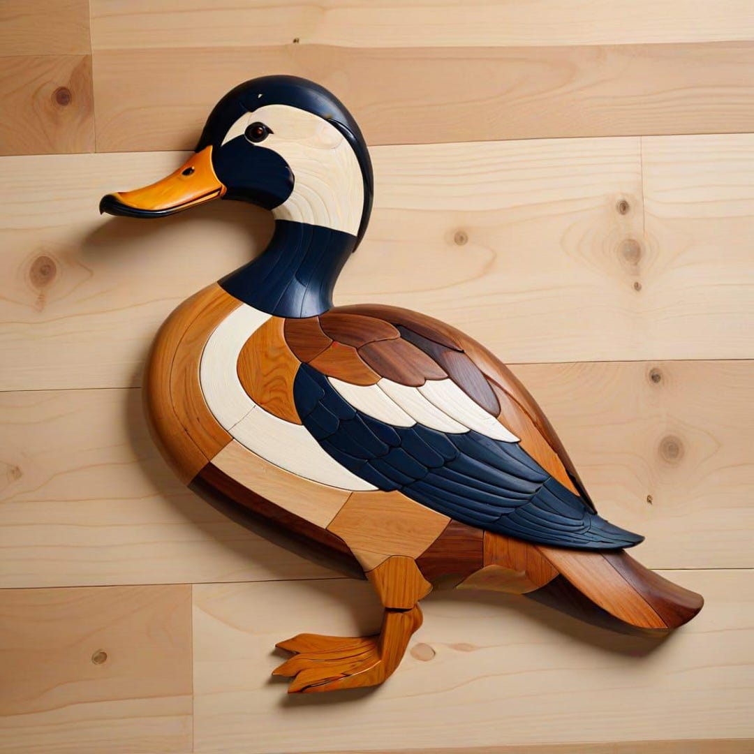 Duck V2 Intarsia Pattern for Wood, Marquetry, Diamond Painting Home ...