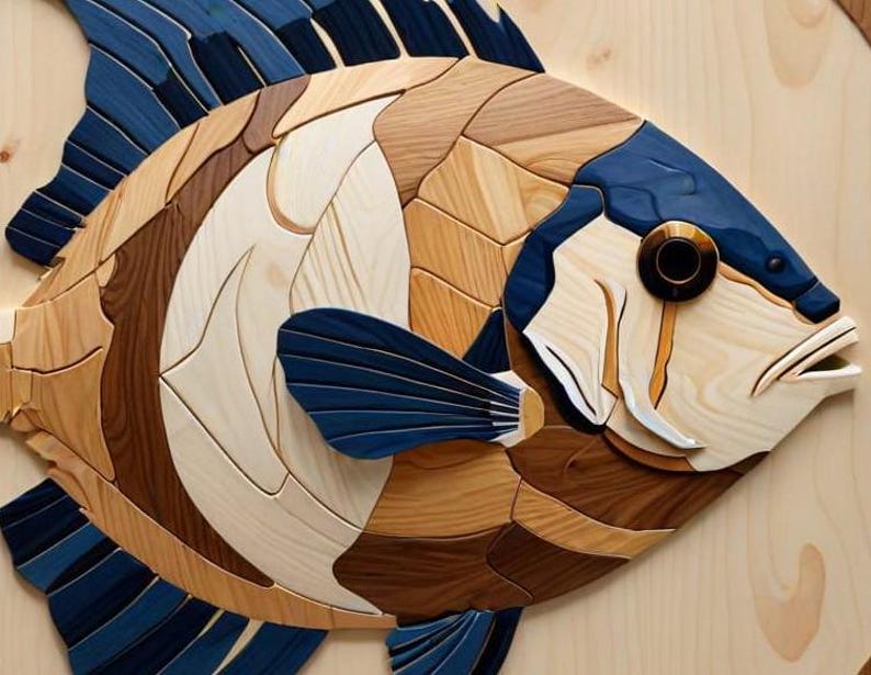 Angel Fish Intarsia Pattern: Wood Marquetry Wall Art (digital Download ...