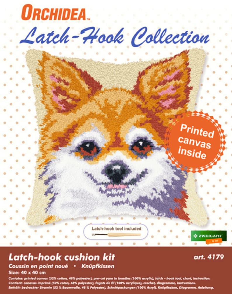 Latch Hook Kit SMILING DOG Latch Hook Pillow Cushion Front 16 - Etsy