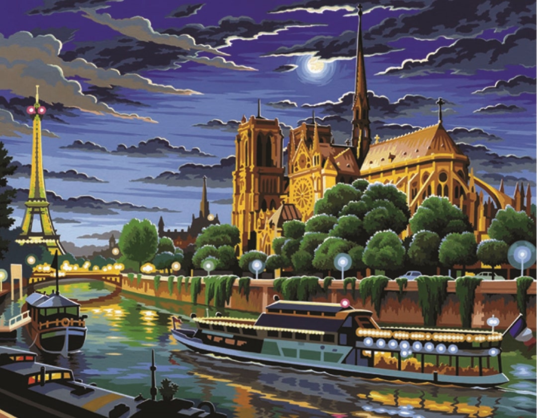 Paint by Numbers Kit NIGHT IN PARIS Painting Kit Acrylic - Etsy UK