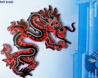 Dragon Patches PAIR of Chinese Red Dragon Patches. Satin - Etsy