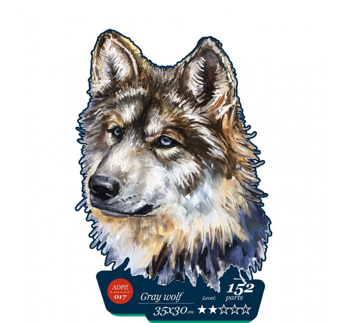 WOODEN JIGSAW PUZZLE Gray Wolf Shaped Puzzle, Whimsy Pieces, Irregular ...