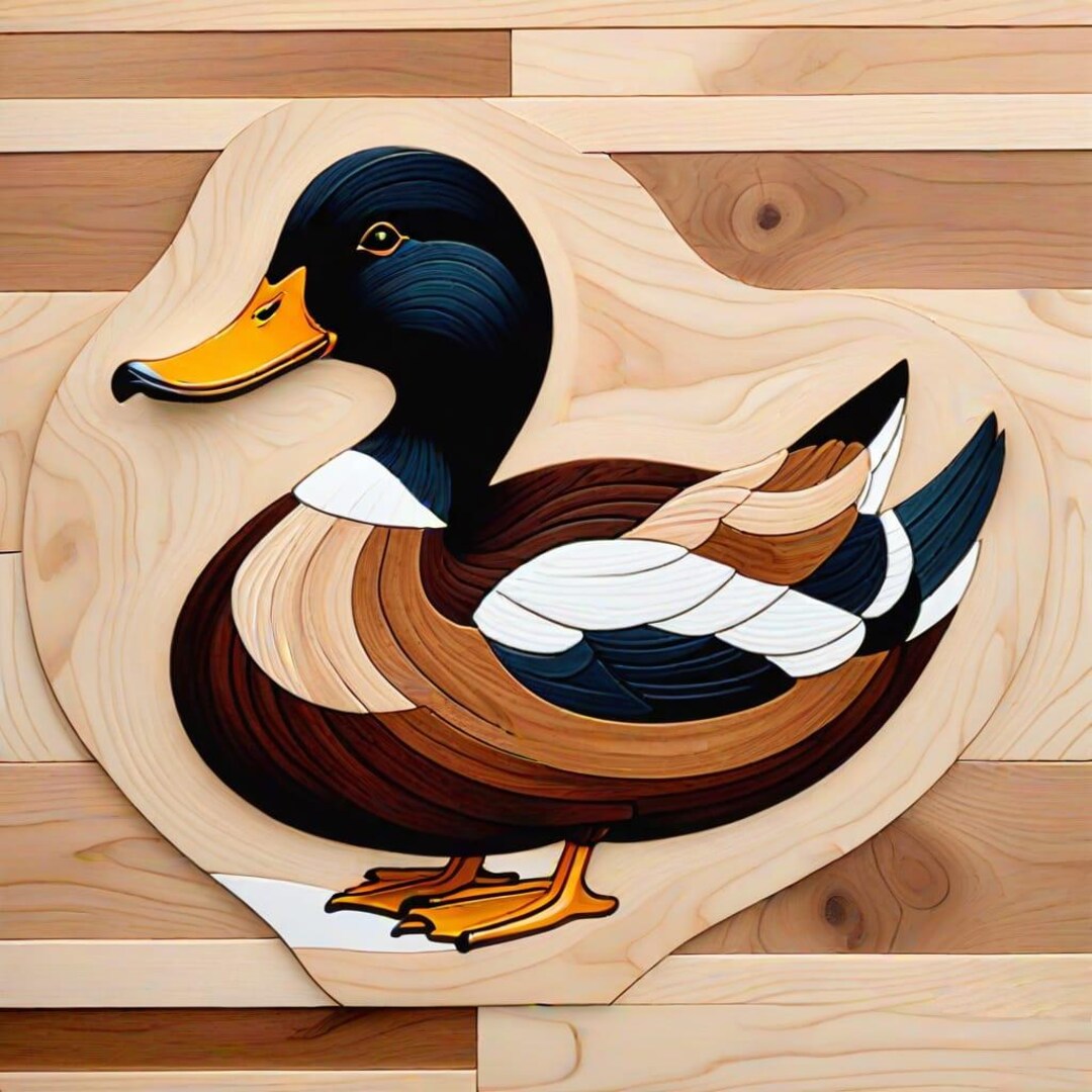 Duck V1 Intarsia Pattern for Wood, Marquetry, Diamond Painting Home ...