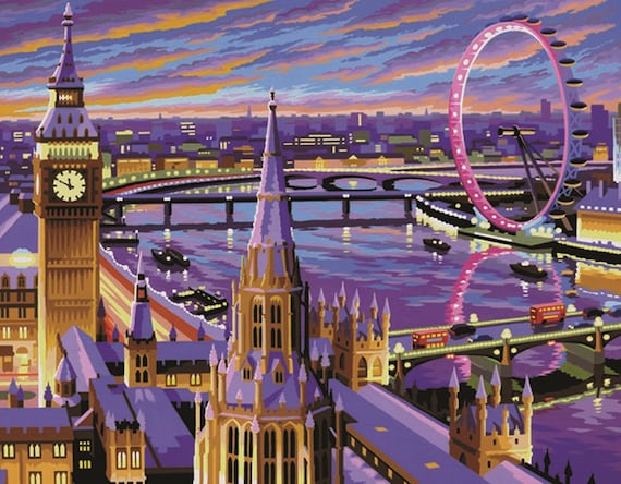 Paint by Numbers Kit LONDON NIGHT Painting Kit Acrylic - Etsy UK