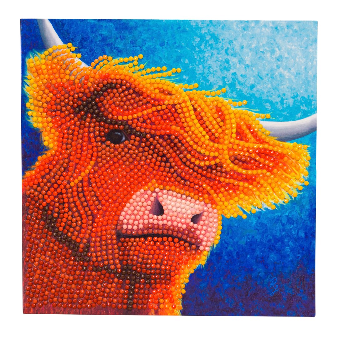 DIAMOND PAINTING KIT Highland Cow Card Kit 18 X 18 Cm Crystal Art Craft ...