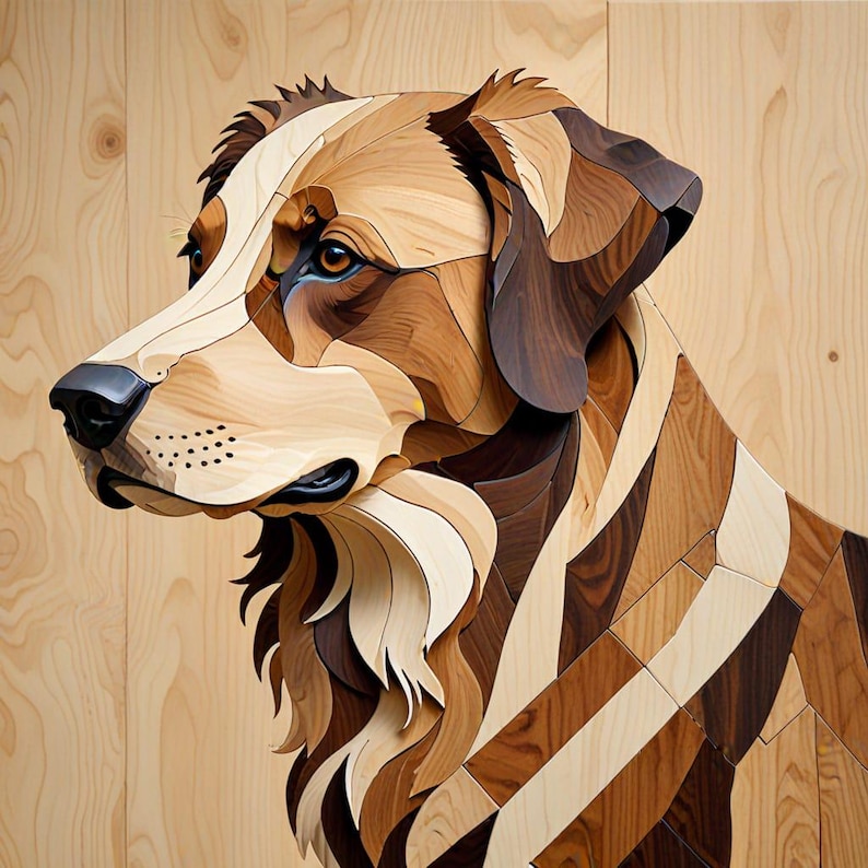 Retriever Dog Intarsia Pattern: Wood Marquetry Art (digital Download ...
