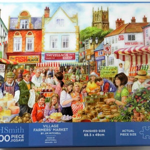 VINTAGE Jigsaw Puzzle Village Farmers' Market 1000 Piece by Whsmith - Etsy