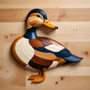 Duck V4 Intarsia Pattern for Wood, Marquetry, Diamond Painting Home ...