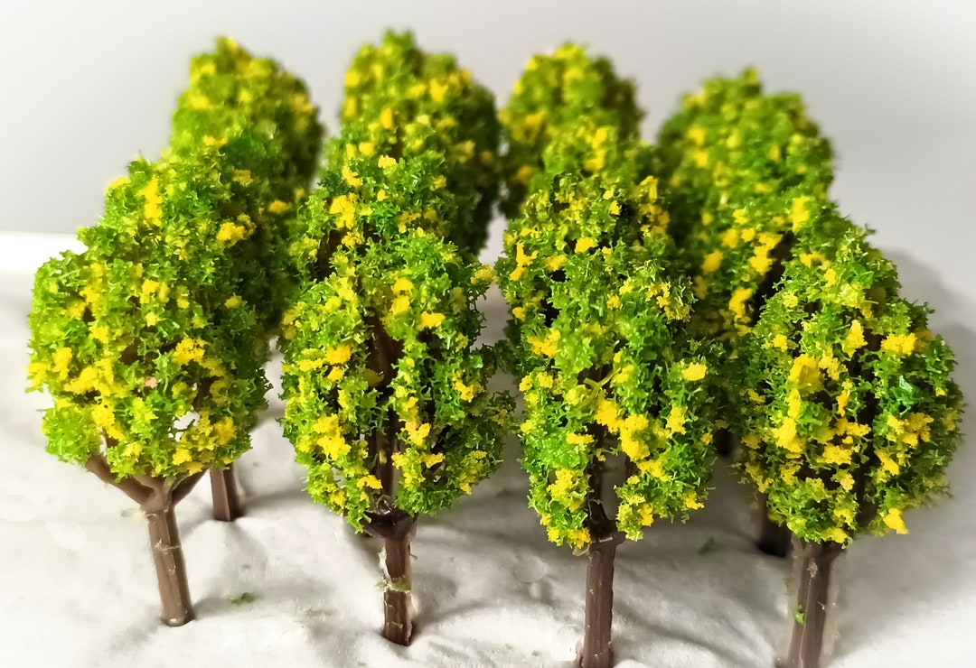 20 X Yellow Green Model Bush Scenery MODEL TRAIN Accessory N/Z/T Scale ...