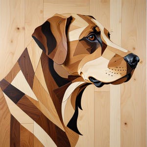 Labrador Dog Intarsia Pattern for Wood, Marquetry, Diamond Painting ...