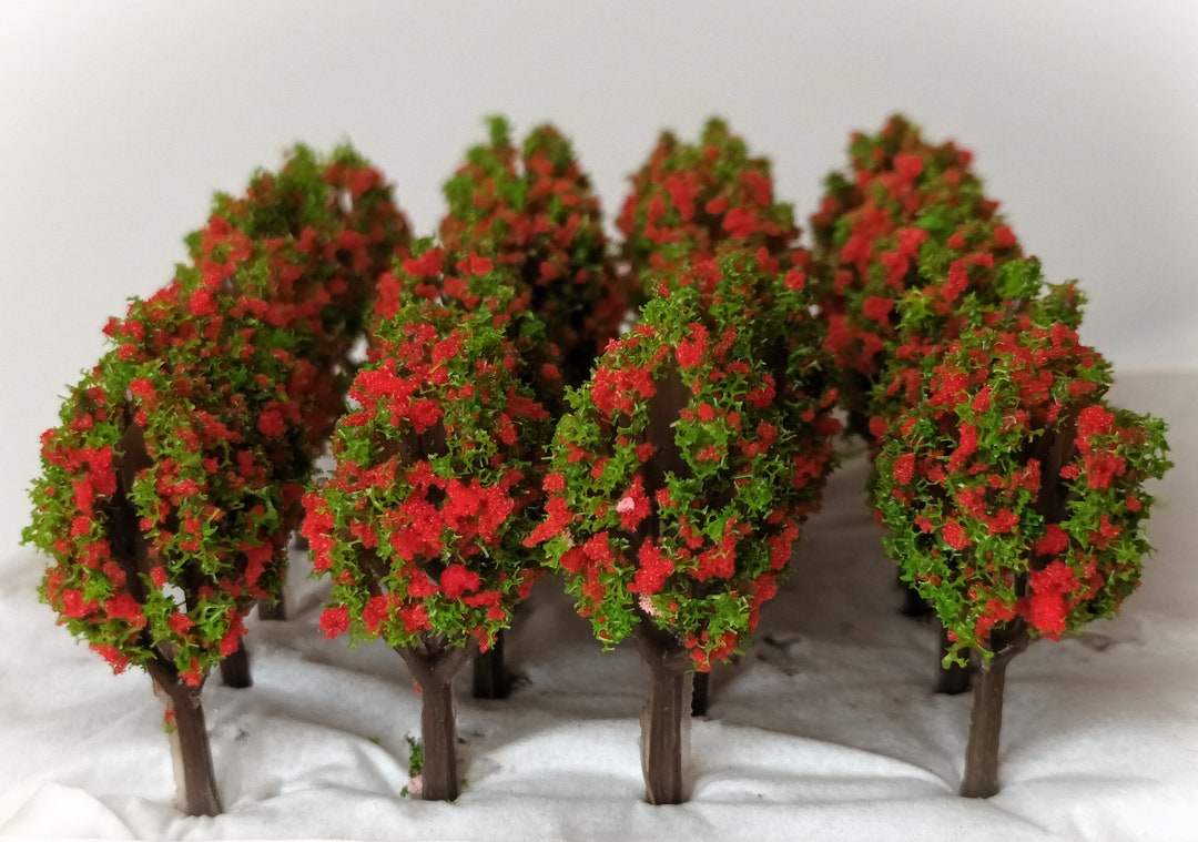20 X Model Red Green Bush Scenery MODEL TRAIN Accessory N/Z/T Scale ...