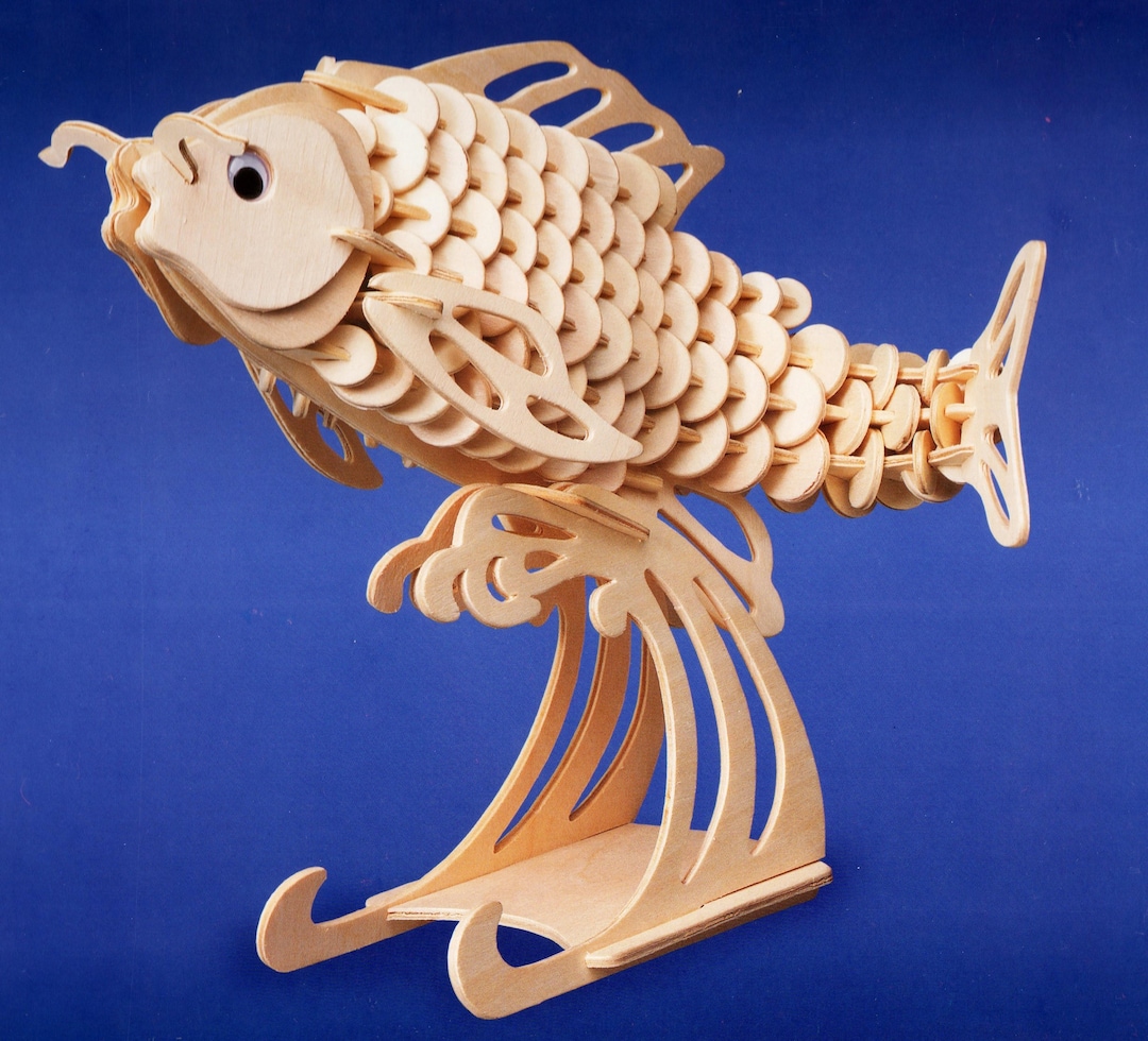 Carp Fish WOODEN MODEL KIT 3D Animal Puzzle Wood Craft Kit - Etsy