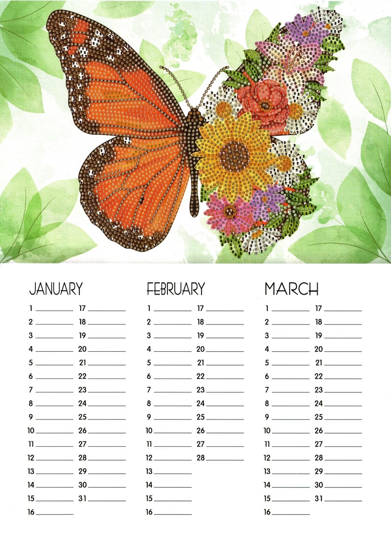 Perpetual Calendar DIAMOND PAINTING KIT Partial Drill Crystal - Etsy