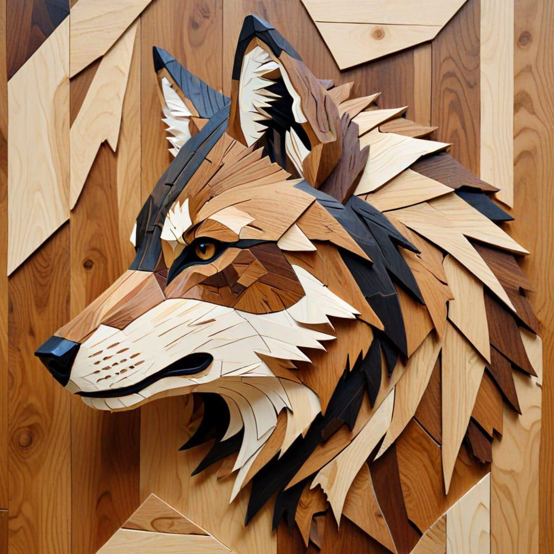 Wolf Intarsia Pattern: Wood Marquetry Printable (digital Download) - Etsy