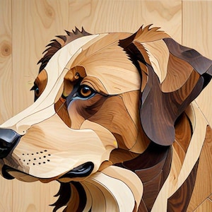 Retriever Dog Intarsia Pattern: Wood Marquetry Art (digital Download ...