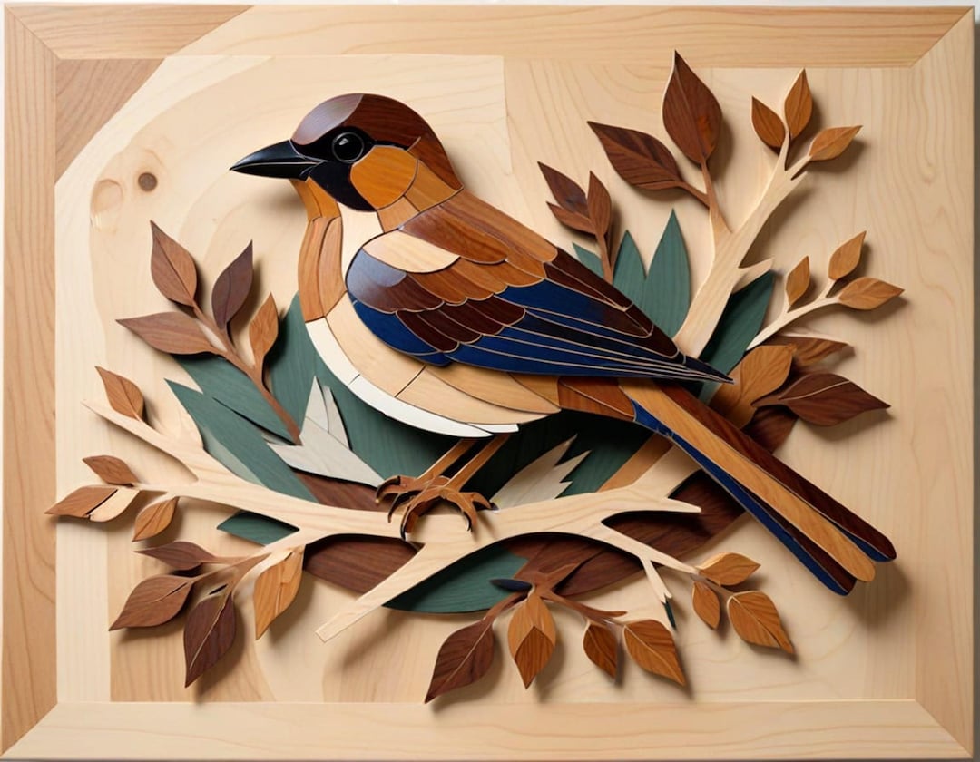 Bird Branch Intarsia Pattern: Marquetry Wood Art (digital Download, PDF ...