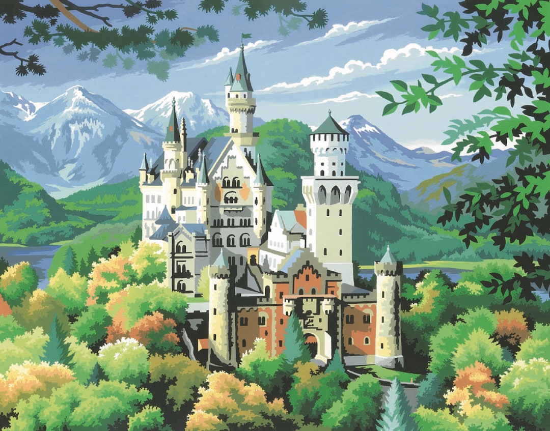 PAINT BY NUMBERS Kit Neuschwanstein Castle Painting Kit, Acrylic ...