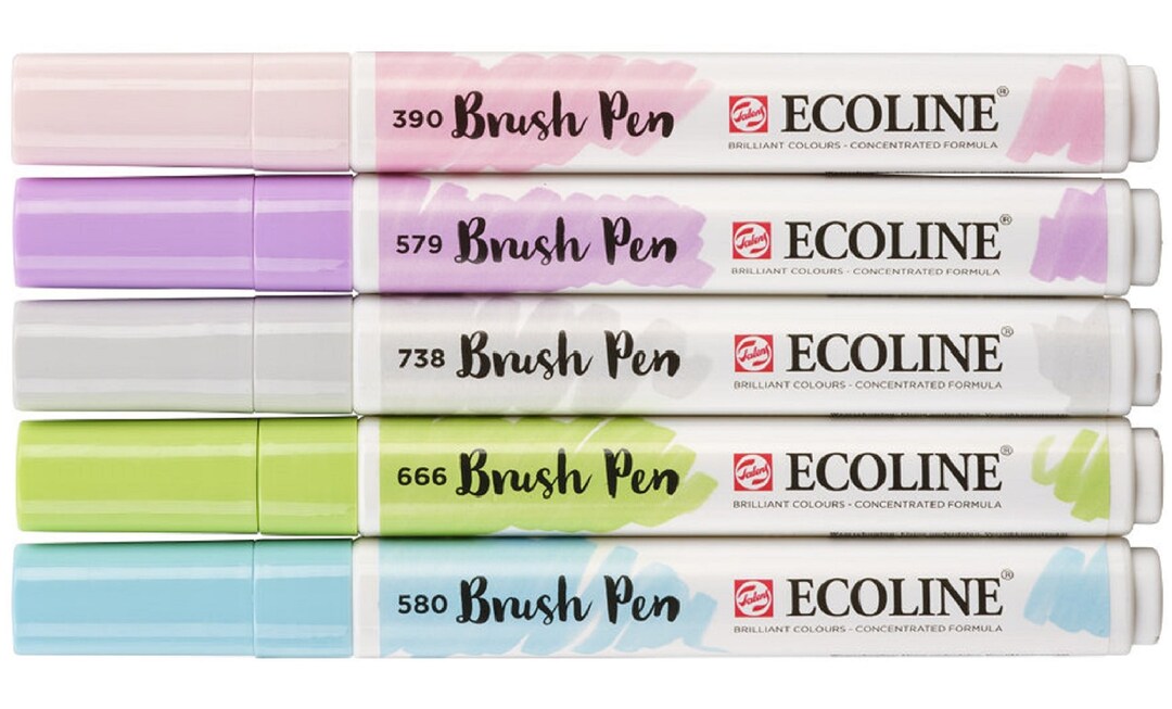 Pastel Ecoline Watercolour Ink BRUSH PEN Set of 5 Royal Talens ...