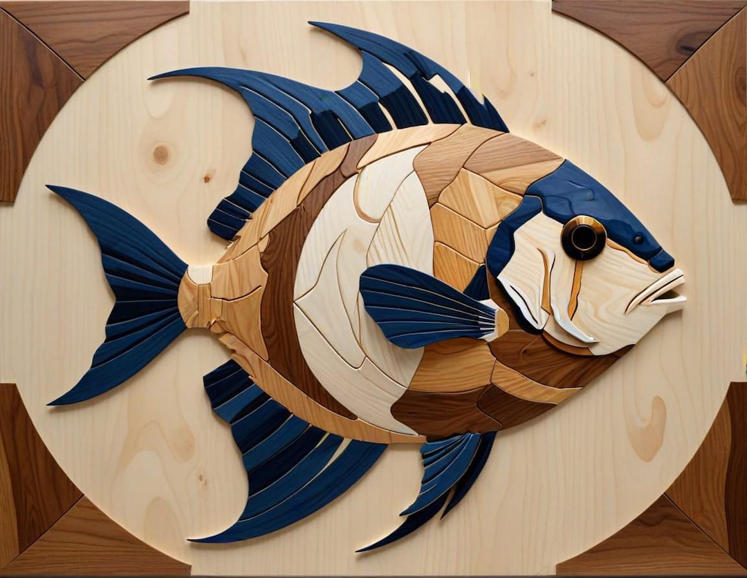 Angel Fish Intarsia Pattern: Wood Marquetry Wall Art (digital Download ...