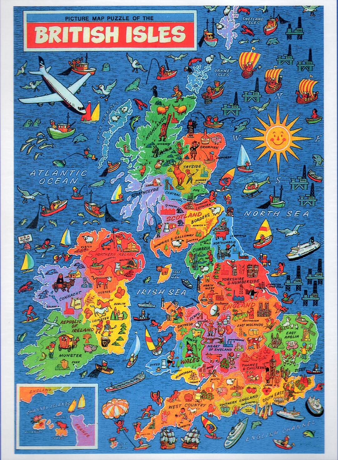 Picture Map JIGSAW PUZZLE of the UK 500 Large Pcs for Age 10 Brand New ...