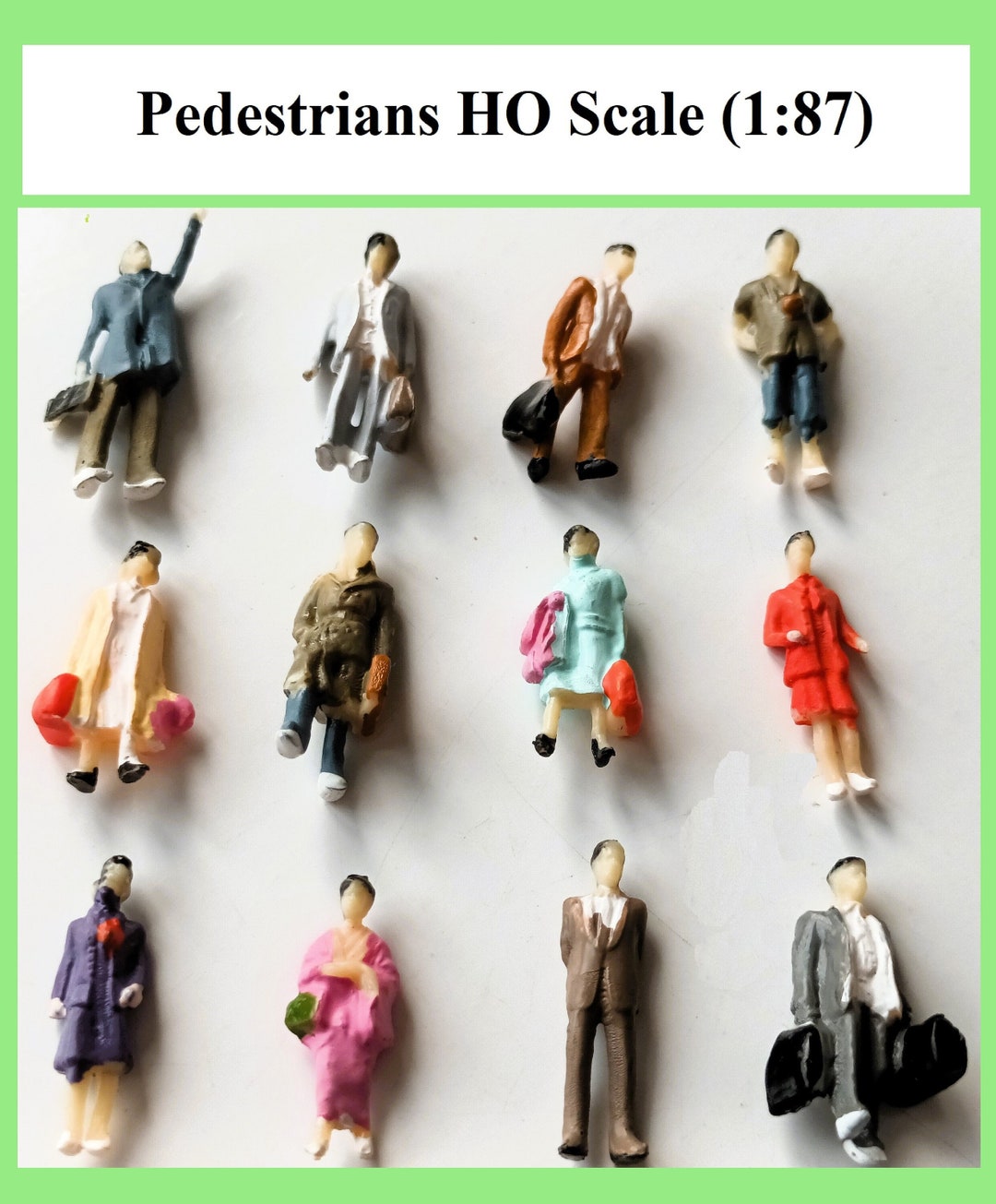 Set of 12 Painted People, H0 Scale MODEL TRAIN Accessory, Model Rail ...