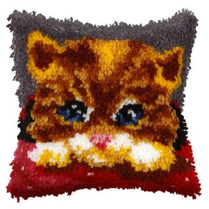 Latch Hook Kit SMALL PEEPING CAT 10 X 10 Ins Cushion Front by Orchidea ...