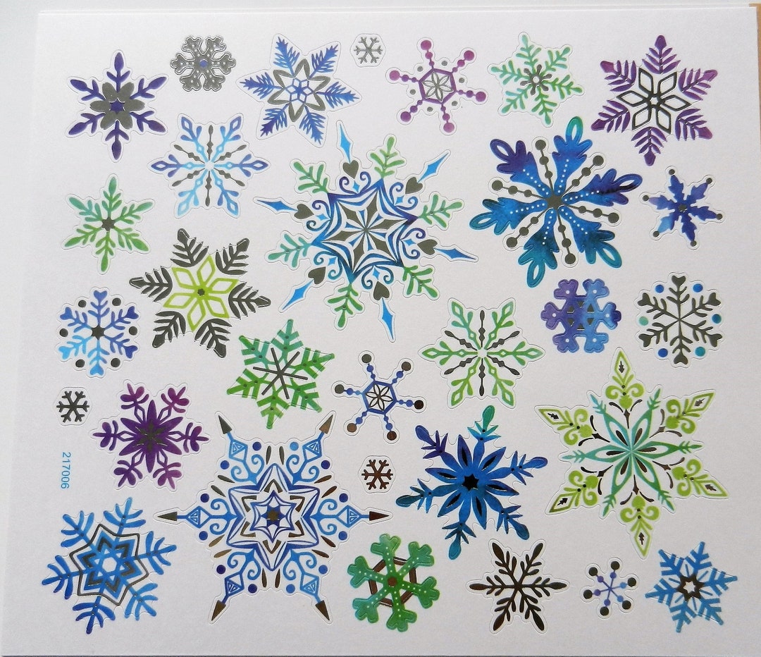 CHRISTMAS STICKERS Foiled Snowflakes Sticker Sheet for Cardmaking and ...