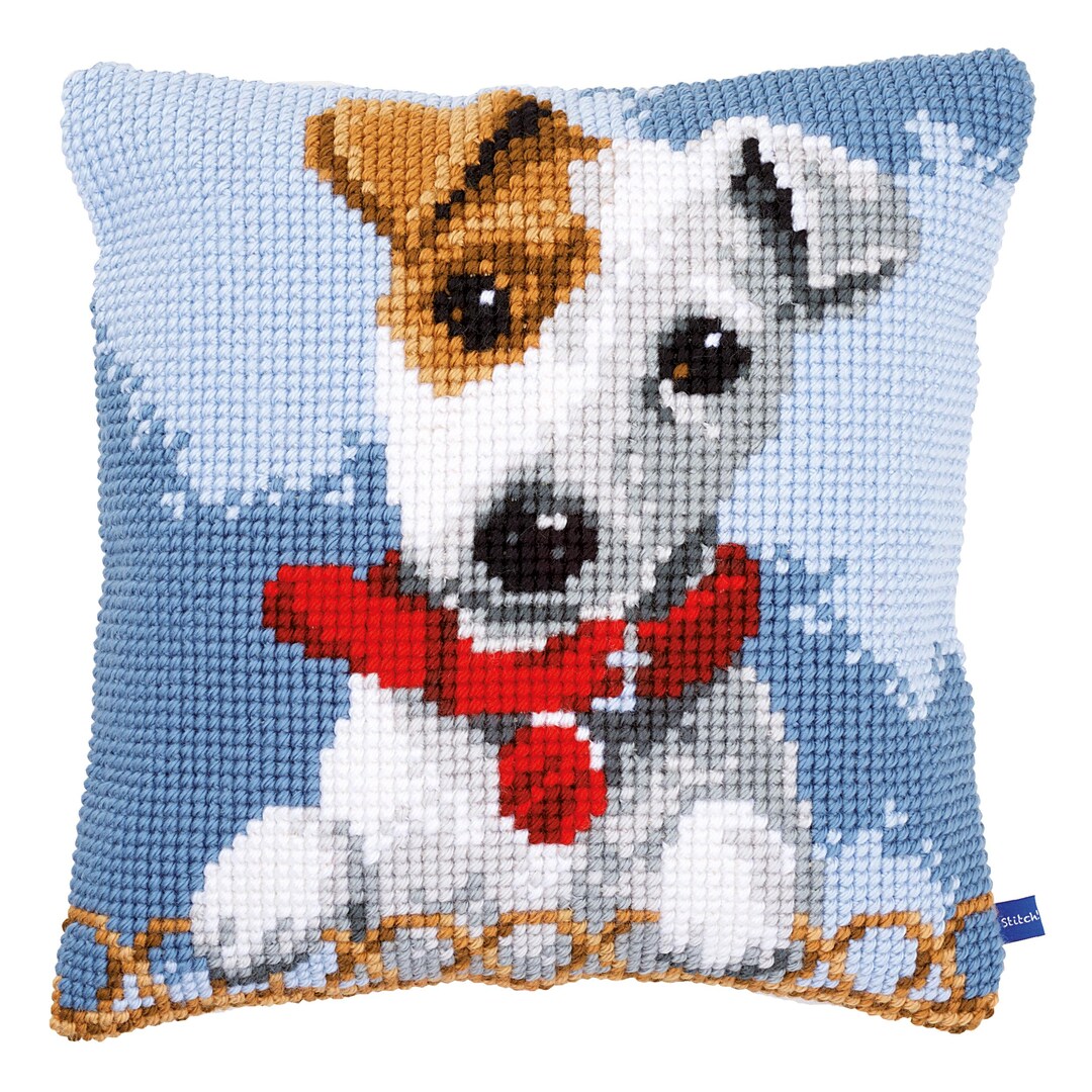 Jack Russell Chunky Cross Stitch Kit: Vervaco Cushion Front Tapestry ...