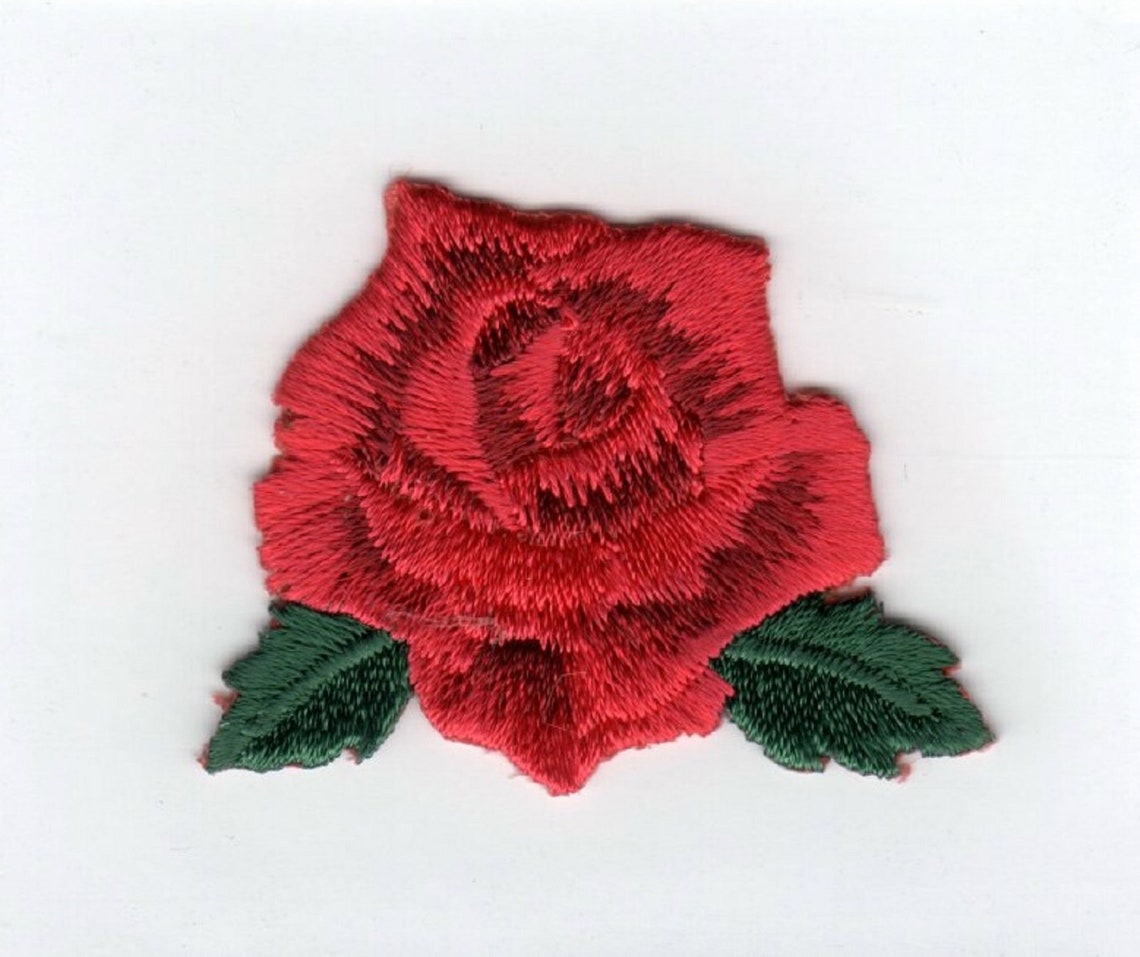 RED ROSE Flower Iron on Applique Motif Patch Brand New - Etsy