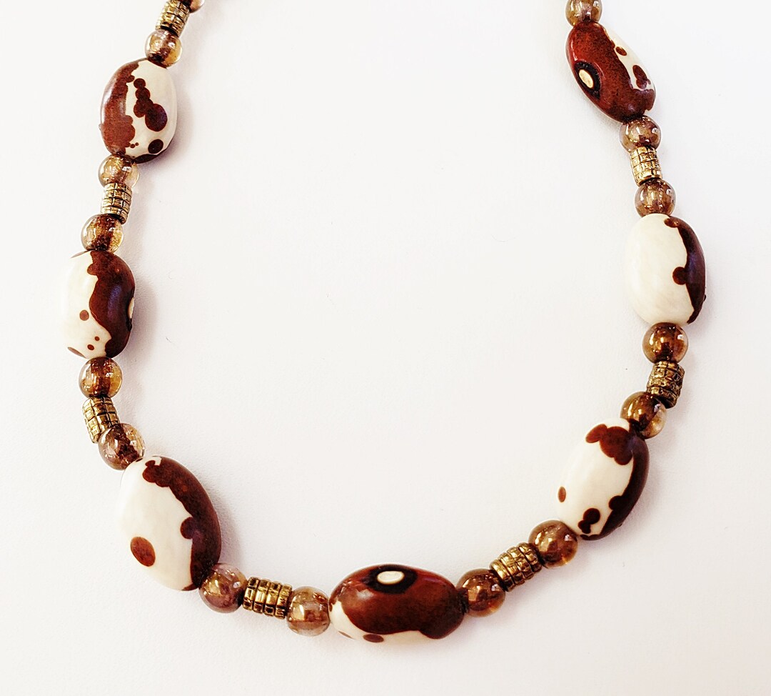 GG-204N) Dapple Gray Heirloom Bean Necklace. - Etsy