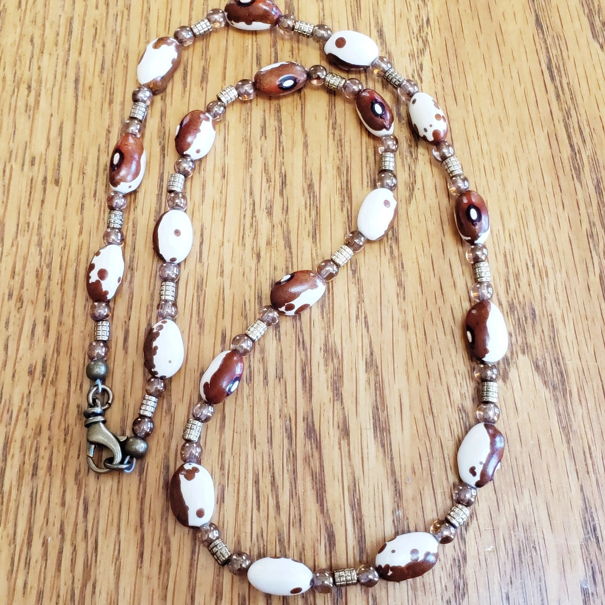 GG-204N Dapple Gray Heirloom Bean Necklace. - Etsy