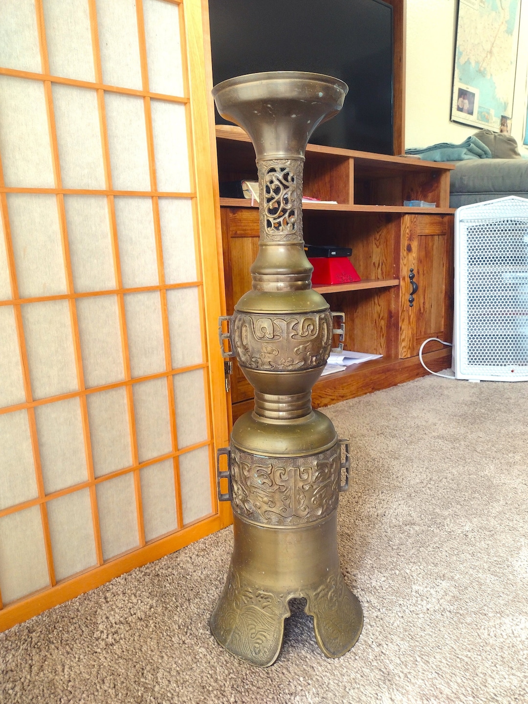 Antique Meiji Style Brass Table Lamp, Asian Side Table, 24 Inch - Etsy