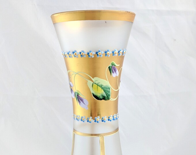 Czech Bohemian Hand Painted Glass Water / Wine Carafe - Etsy