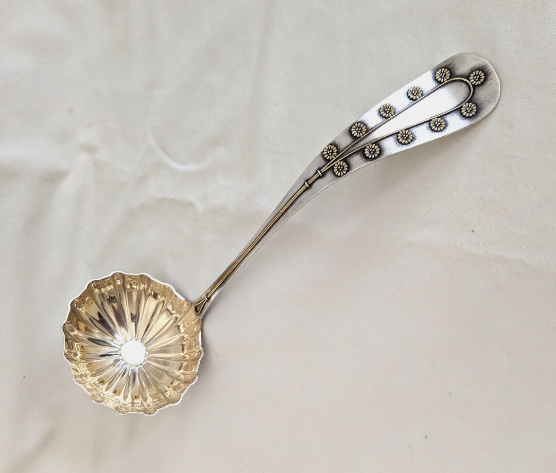 Tiffany & Co Sterling Large Ladle, Daisy Pattern Gilt Bowl, Flowers and ...