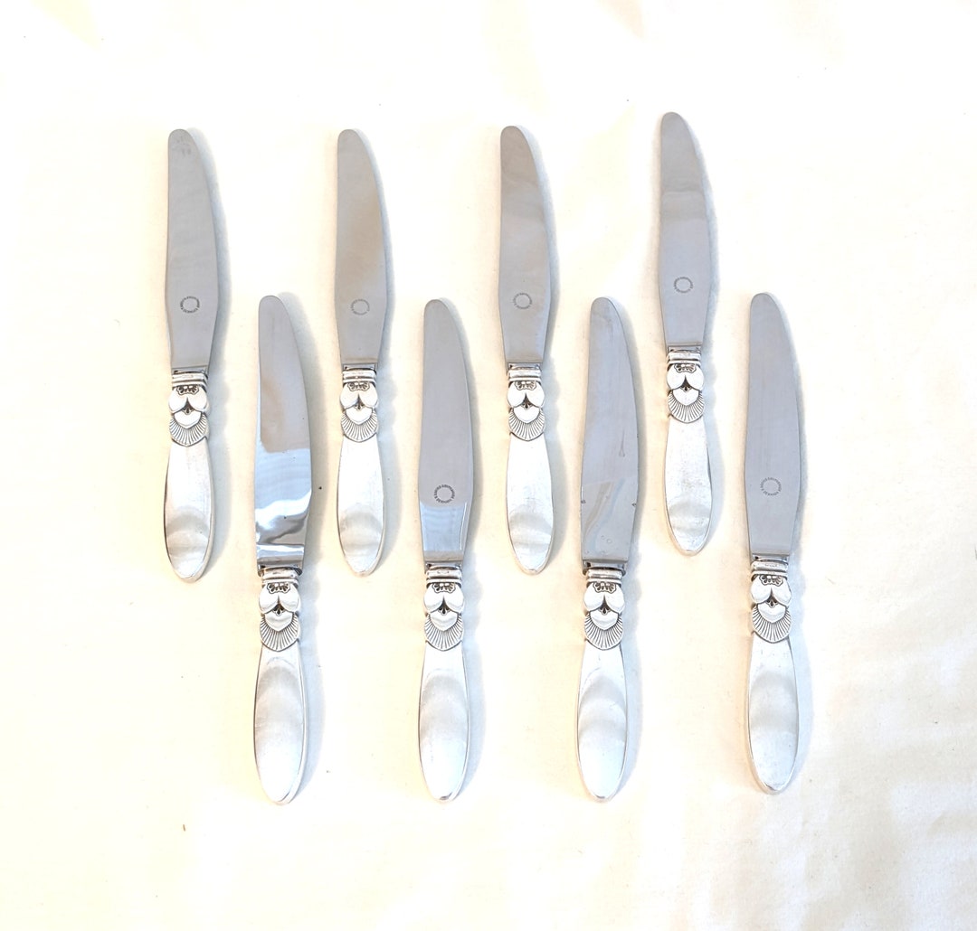 Georg Jensen Sterling Silver Cactus Knives - Set of 8 Art Deco Dinner ...