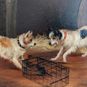 Two Terriers Chasing Rats, in the Manner of George Armfield, Oil on ...