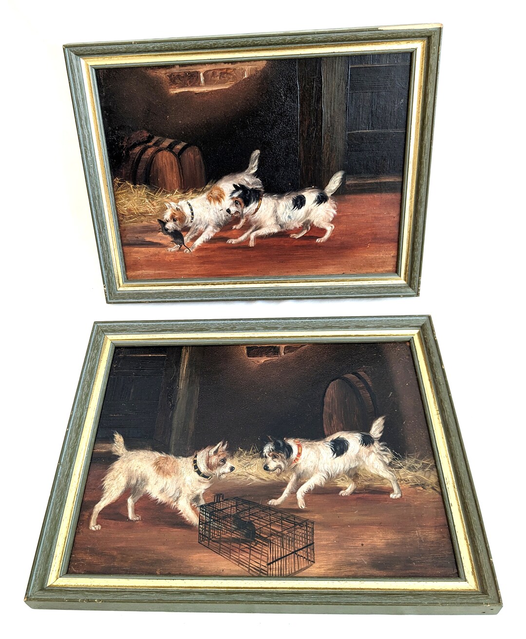 Two Terriers Chasing Rats, in the Manner of George Armfield, Oil on ...