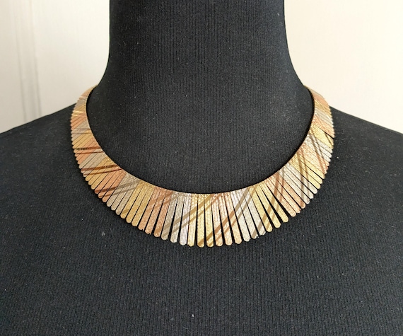 14k tri-color gold Italian Cleopatra collar necklace,… - Gem