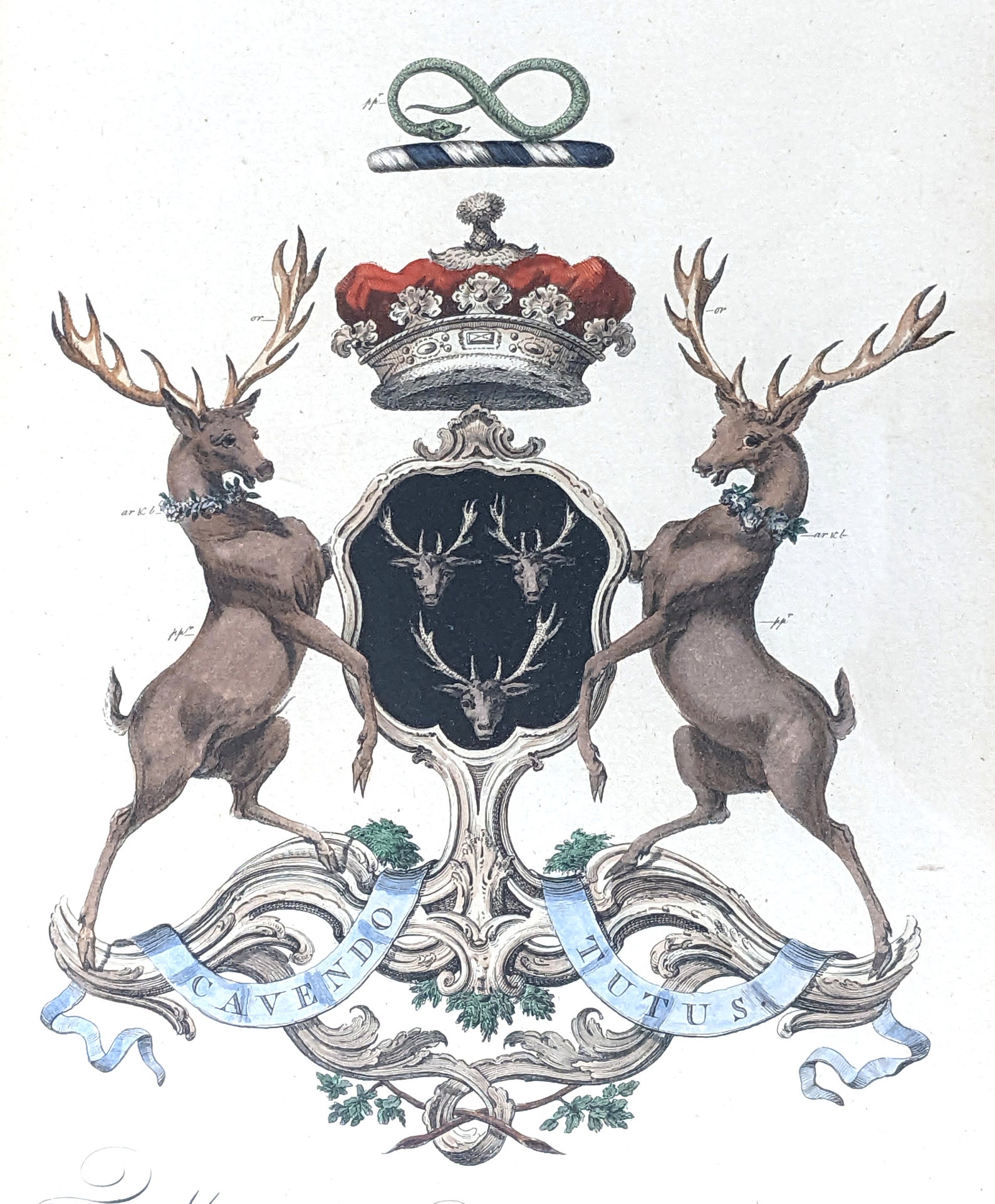 1784 Dukes of Devonshire Coat of Arms: Hand-colored Engraving - Etsy
