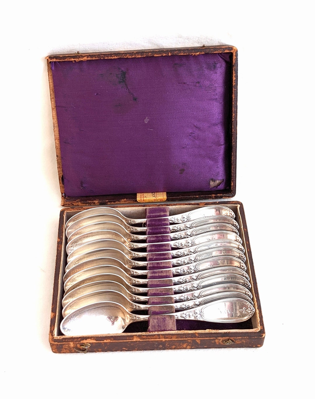 Antique Coin Silver Teaspoon Set: Monogrammed Spoons in Fitted Case ...