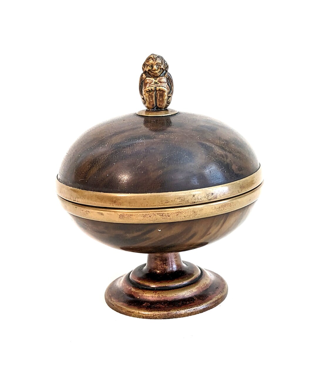 Early 20th Century Leopard Print Box, Brass Man Finial - Etsy