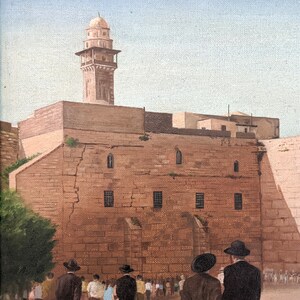 Ray Batchelor Painting of Israeli Western (wailing) Wall, 11 1/2 X 15 1 ...