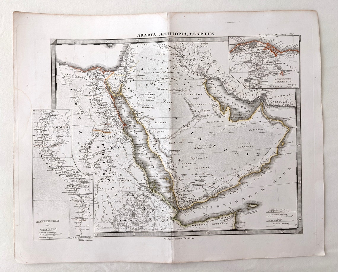 4 Hand Colored Engraved Maps of India the Middle East and - Etsy